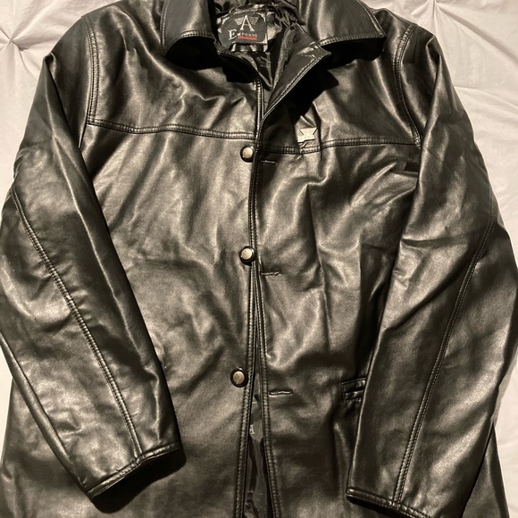 Emporio Armani | Jackets & Coats | Mens Large Black Faux Leather ...